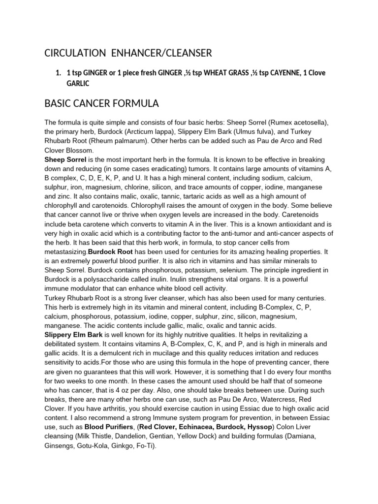 Circulation Enhancer & Basic Cancer Formula | PDF | Carotenoid