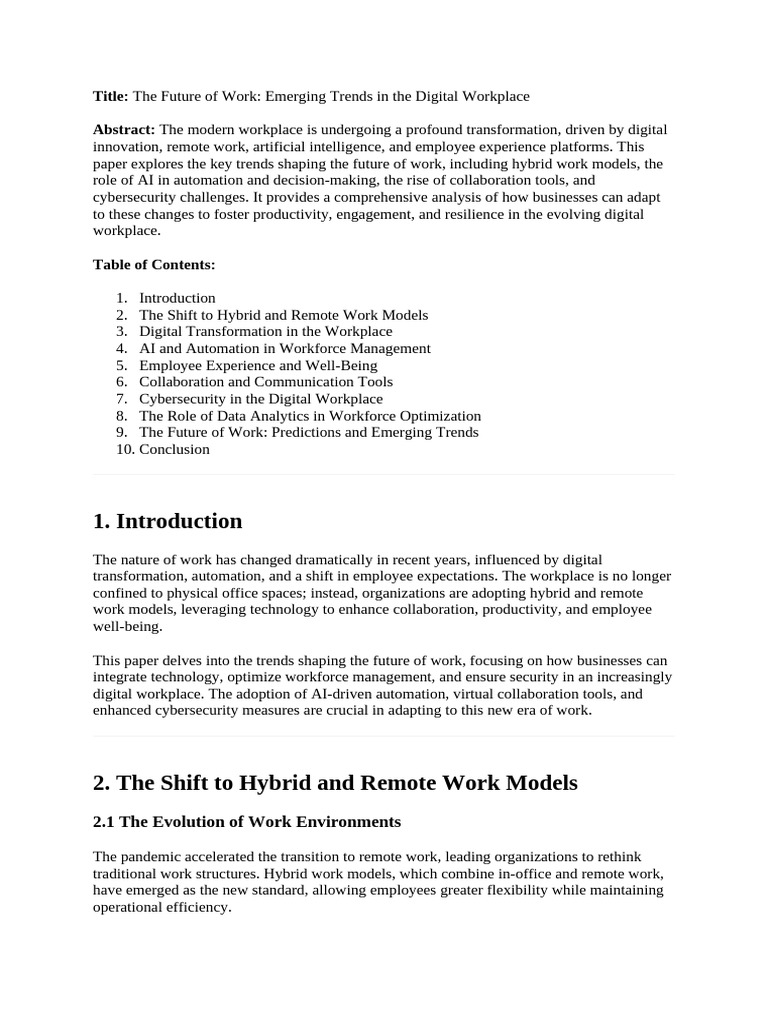The Future of Work - Emerging Trends in The Digital Workplace | PDF ...