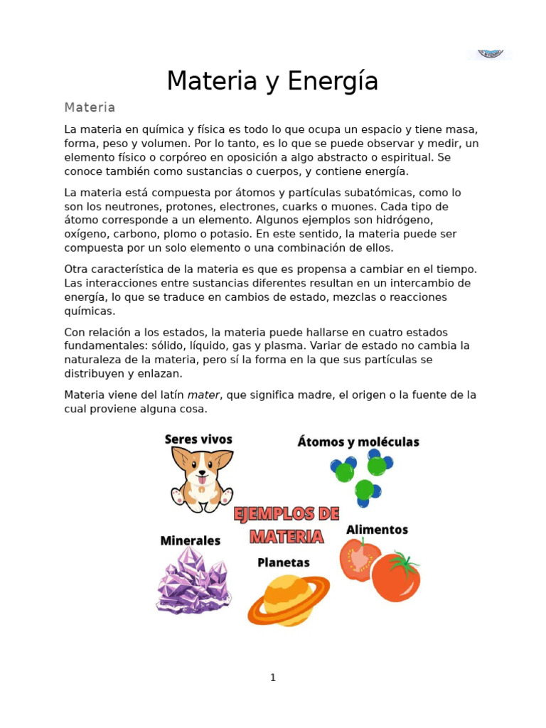 Materia y Energía-1 | PDF | Importar | Sustancias químicas