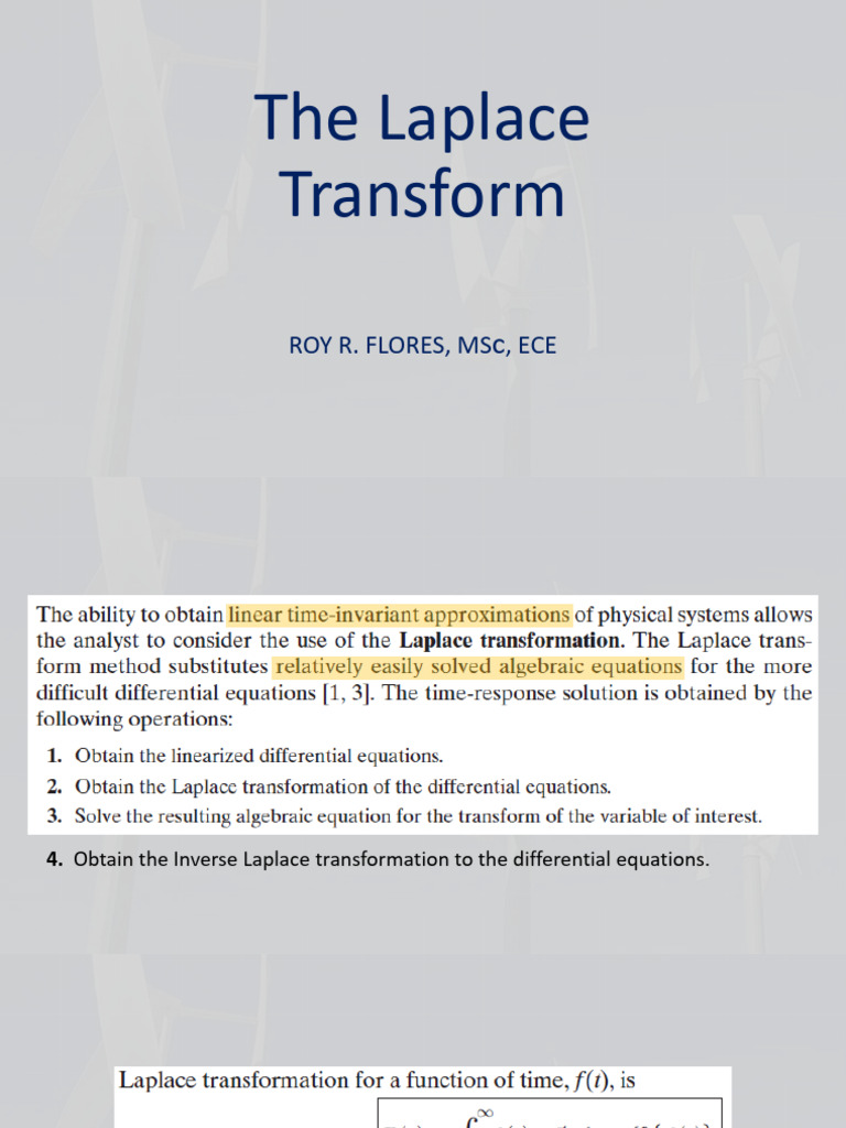 Lec 03 ~ The Laplace Transform (1) | PDF