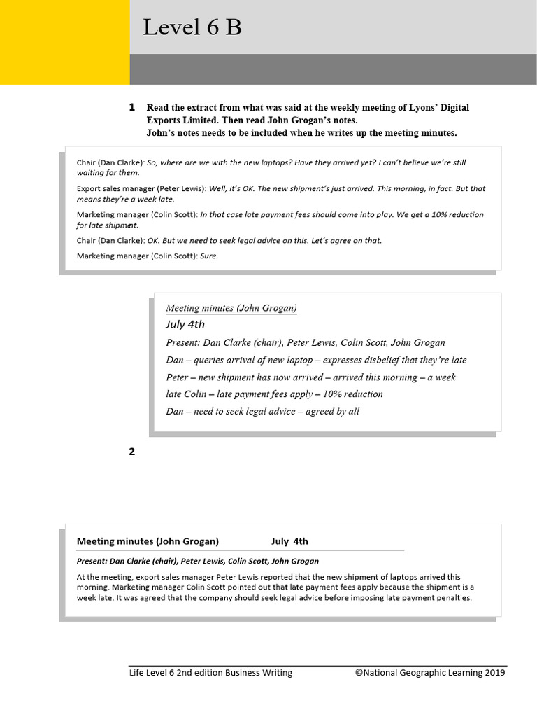 Level 6 - Worksheet2 - MeetingMinutes | PDF | Economies