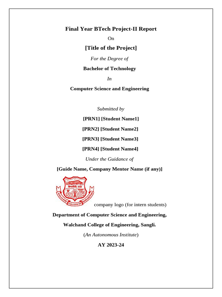 Btech._Internship _ProjectII_Report_Template | PDF | Computing | Information Technology