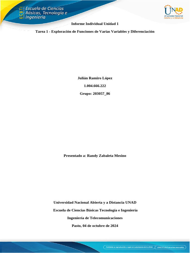 Tarea 1 - Exploración de Funciones de Varias Variables y Diferenciación | PDF | Geometría ...