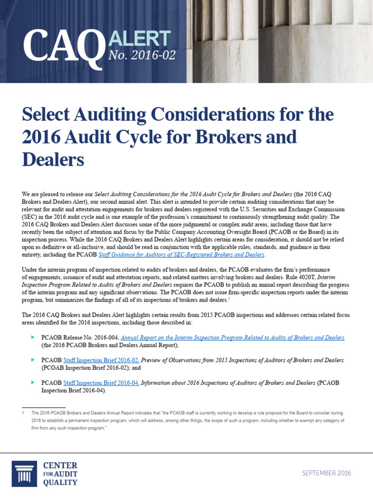 CAQ Alert 2016-02 - Select Auditing Considerations For The 2016 Audit ...