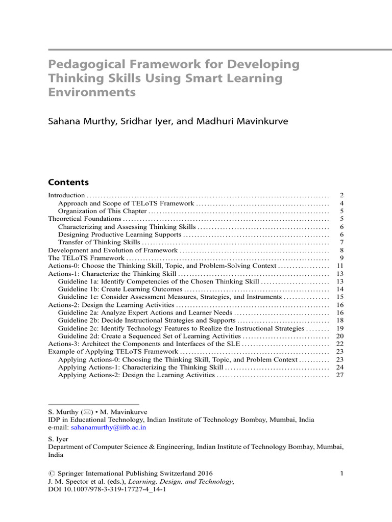 Pedagogical Framework ... Using Smart Learning Environments | PDF | Educational Assessment ...