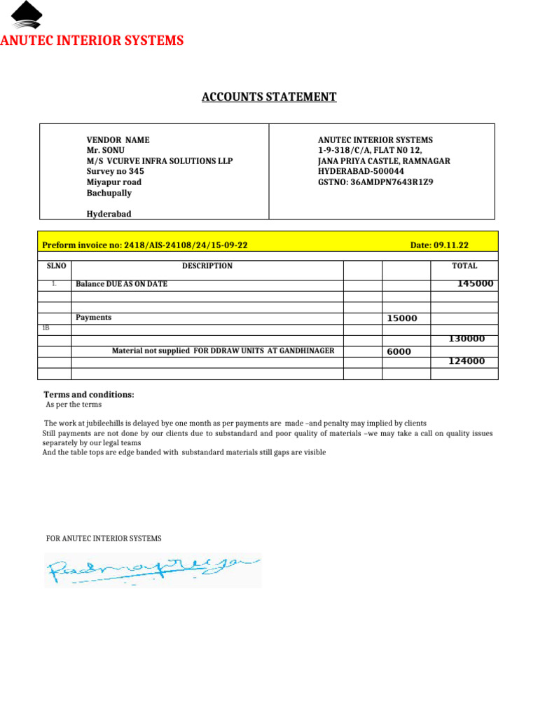 ACCOUNTS STATEMENT VCURVE | PDF