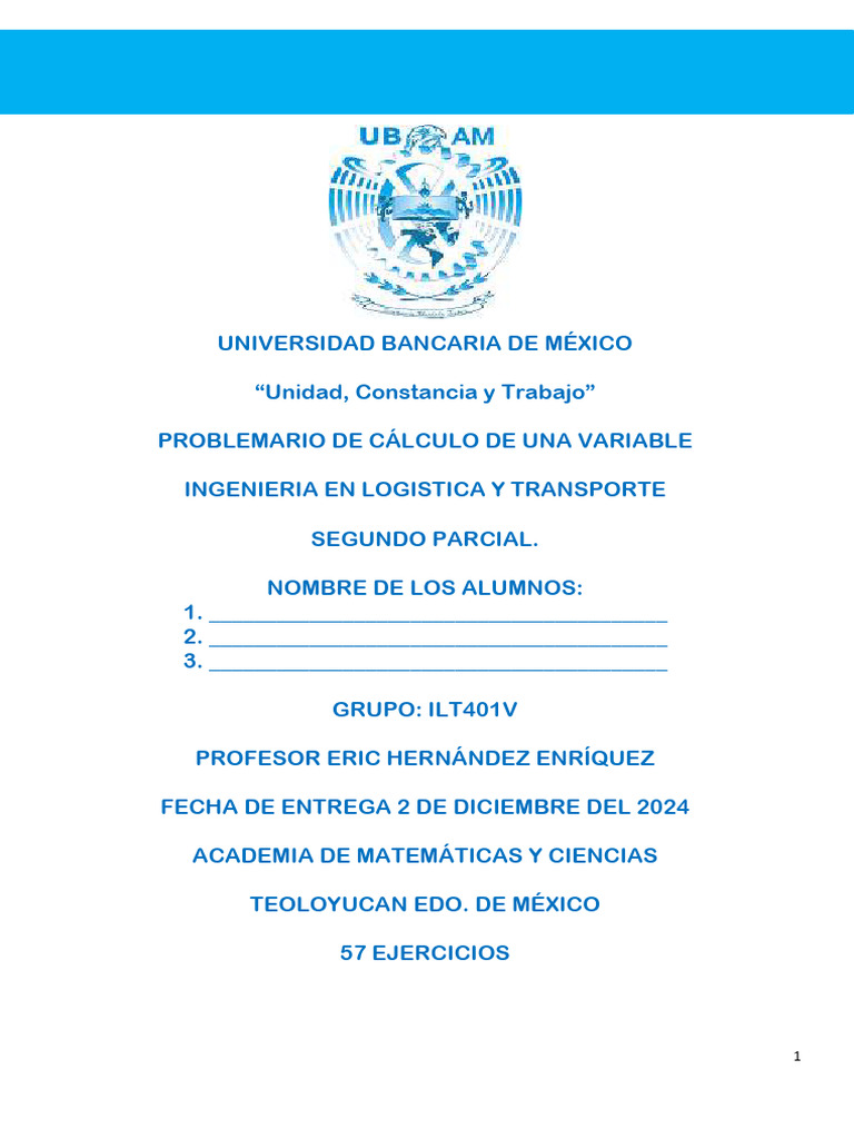 2P Ilt Problemario Calculo de Una Variable | PDF