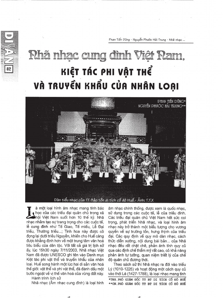0623_Nha Nhac Cung Dinh Viet Nam Kiet Tac Phi Vat the Va Truyen Khau Cua Nhan Loai (1) | PDF