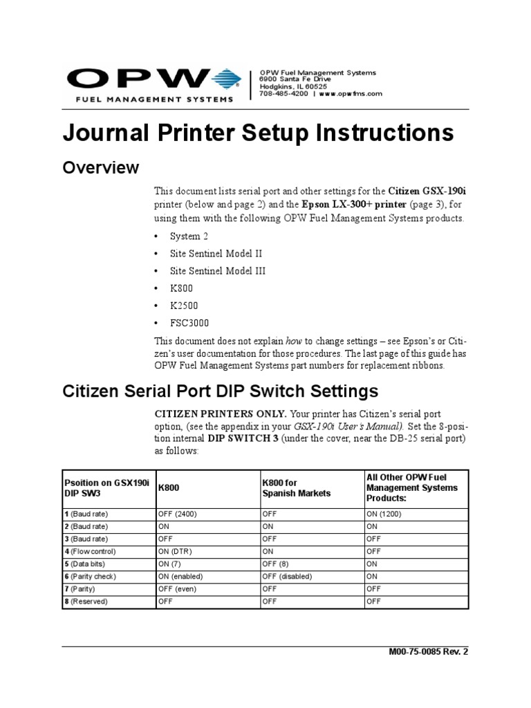 M00-075-0085 Citizen Printer Setup | PDF | Printer (Computing) | Media ...