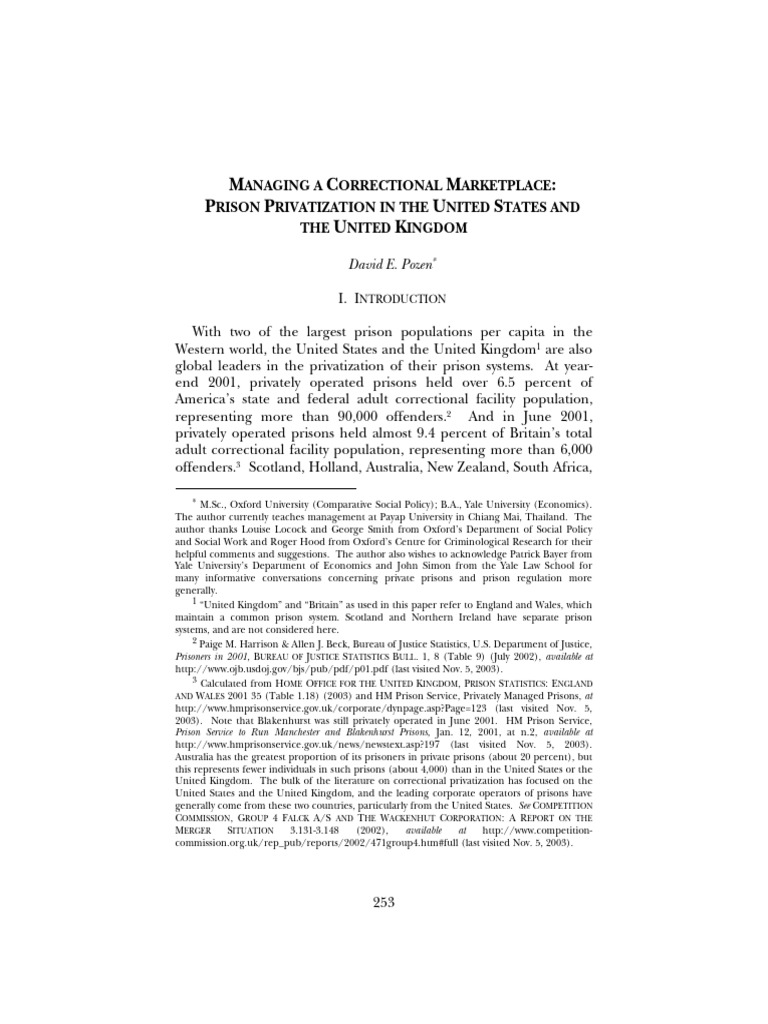 David Pozen - Managing A Correct Market Place | PDF | Prison ...