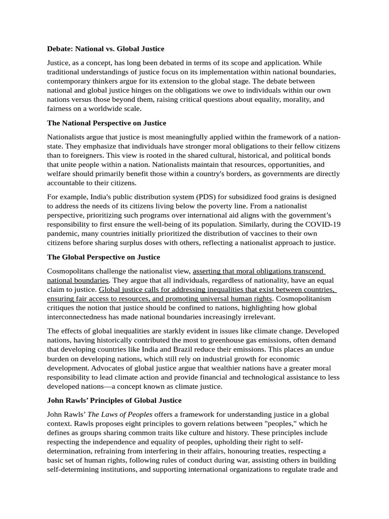 National vs. Global Justice Debates | PDF | Justice | Crime & Violence
