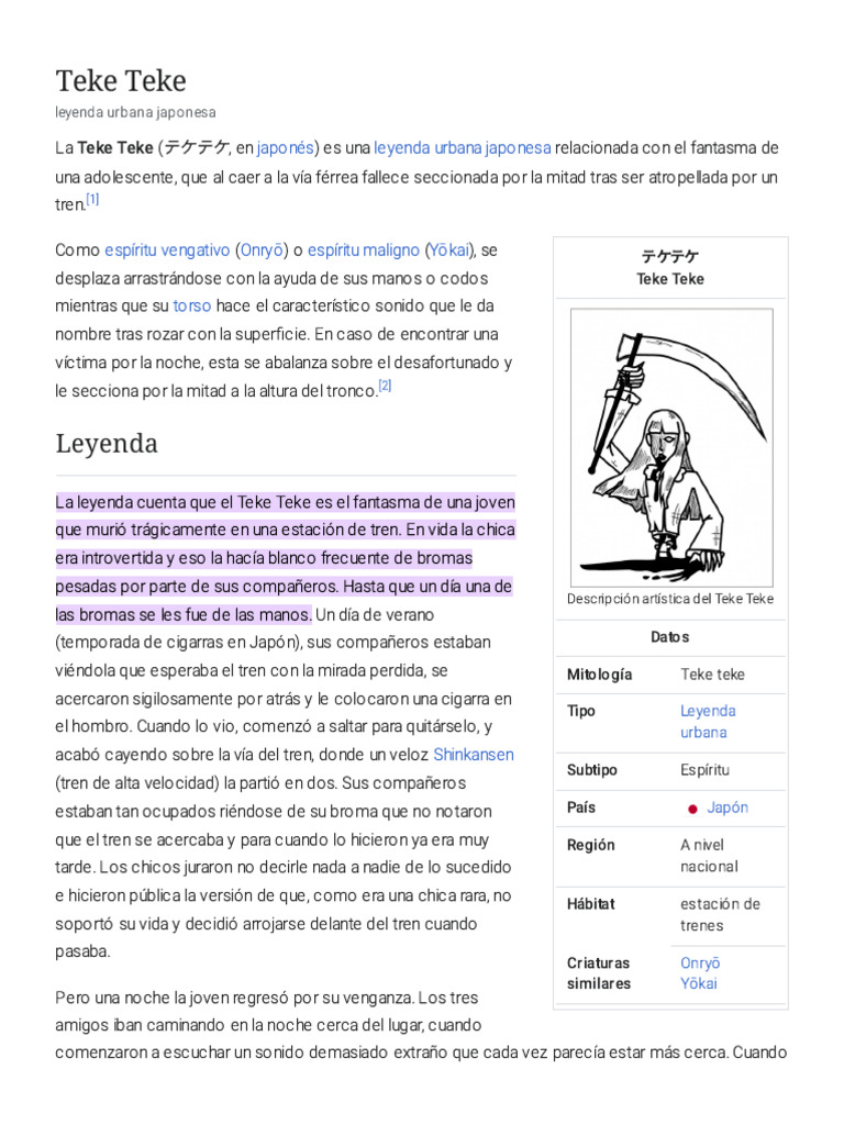 Leyenda urbana de Teke Teke en Japón | PDF