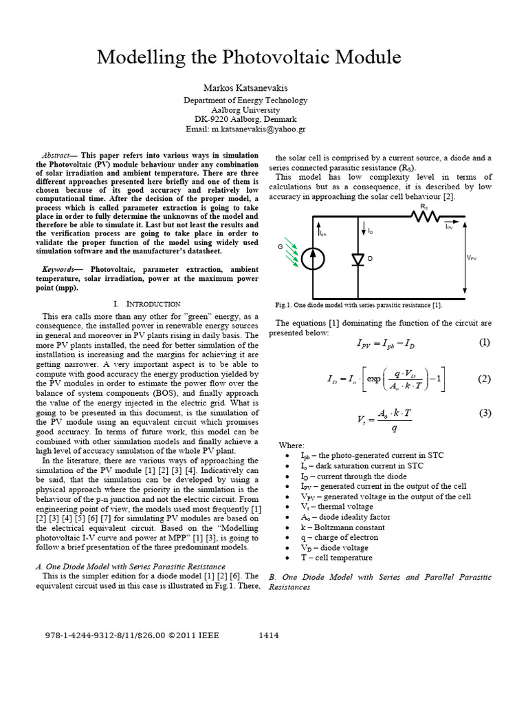 Modelling the Photovoltaic Module | PDF | Photovoltaics | Solar Panel