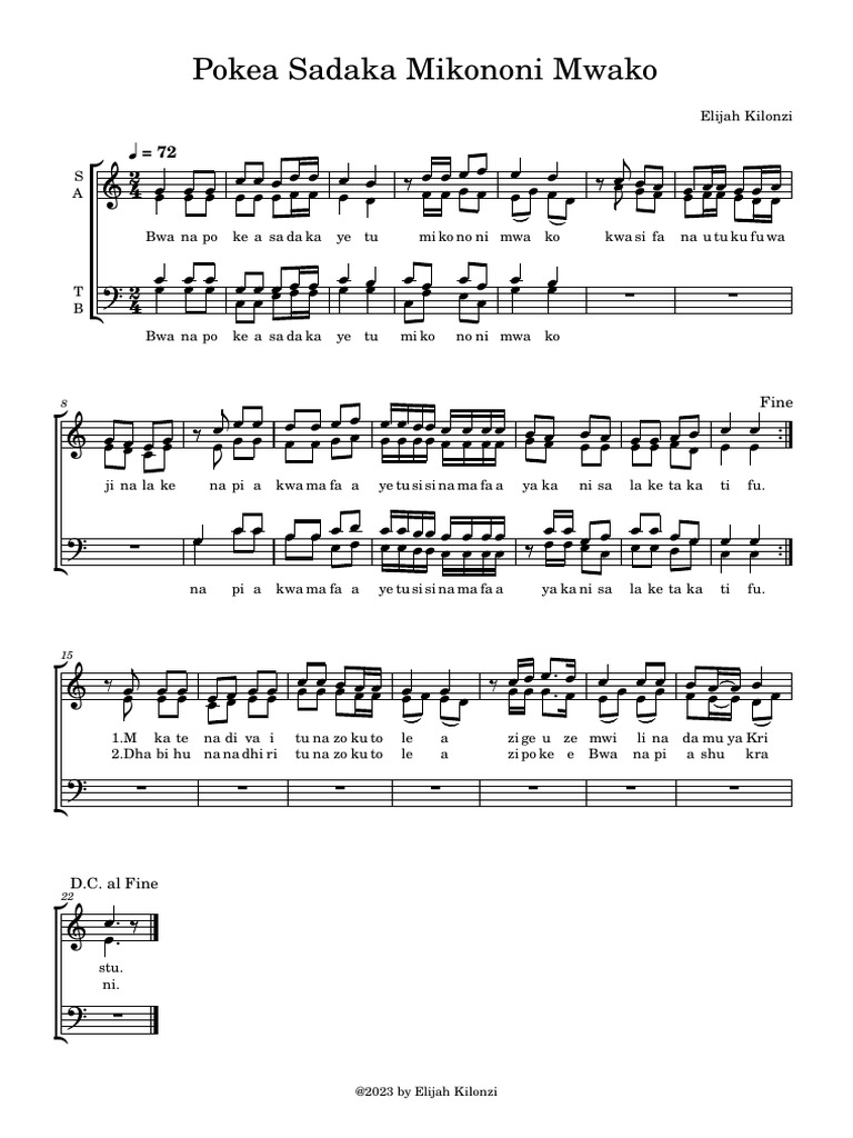 Pokea Sadaka Mikononi Mwako | PDF