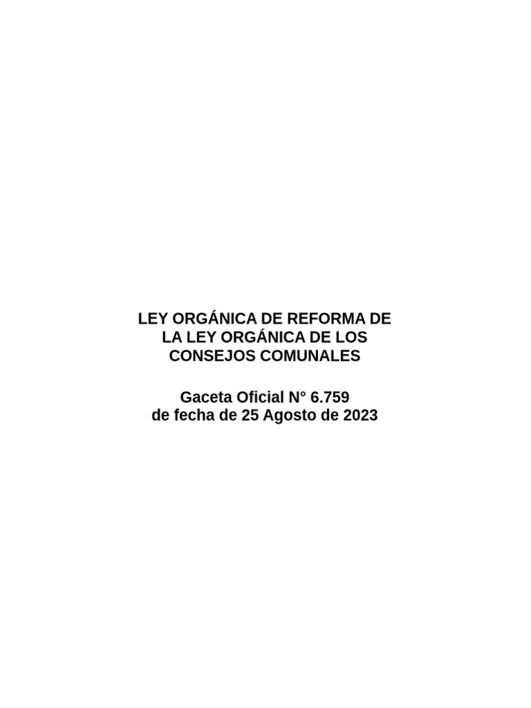Reforma de la Ley de Consejos Comunales | PDF | Comunidad | Democracia