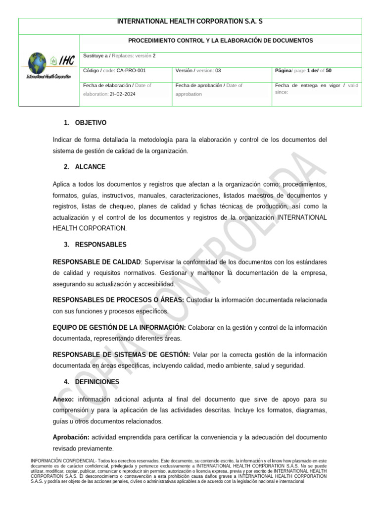 Proceso de elaboracion y control de documento (1) | PDF | Calidad ...