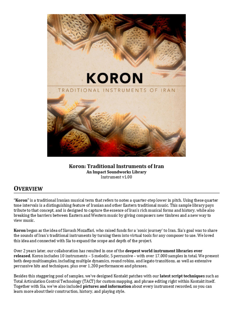 Koron: Iranian Traditional Instruments Library | PDF | License | String ...