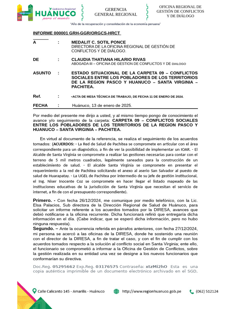 Informe 001 - Seguimiento | PDF