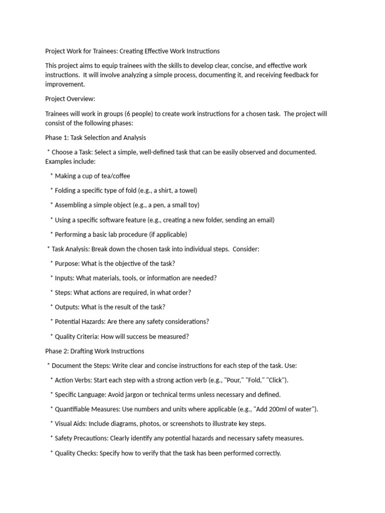Project Work 1 ... On Work Instraction | PDF | Usability | Computing