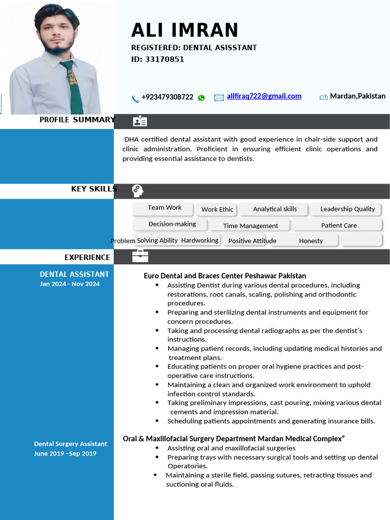 Ali Imran CV | PDF | Dentistry | Dentist