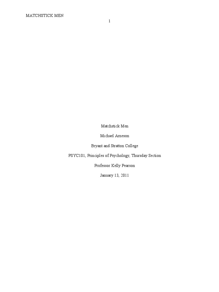 Matchstick Men | PDF | Obsessive–Compulsive Disorder | Anxiety Disorder