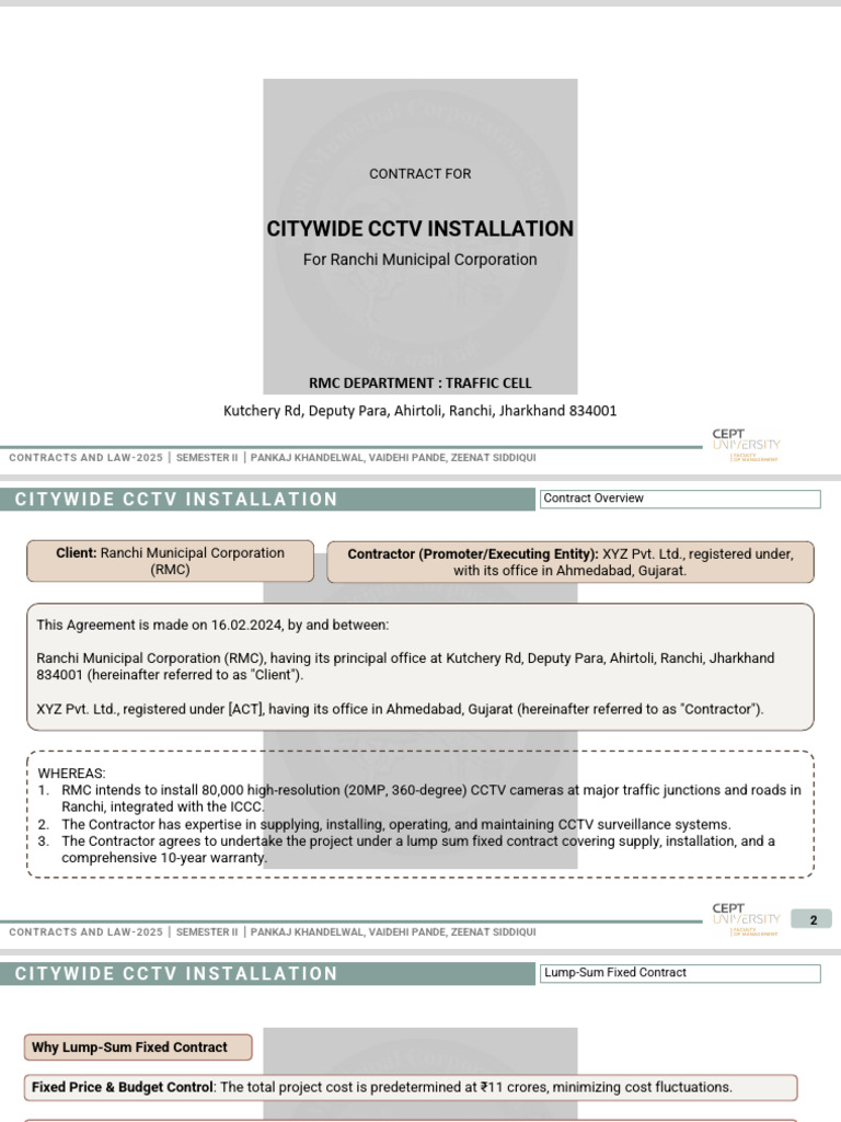 Contracts and Laws CCTV Contract Pankaj Vaidehi Zeenat | PDF | Closed ...