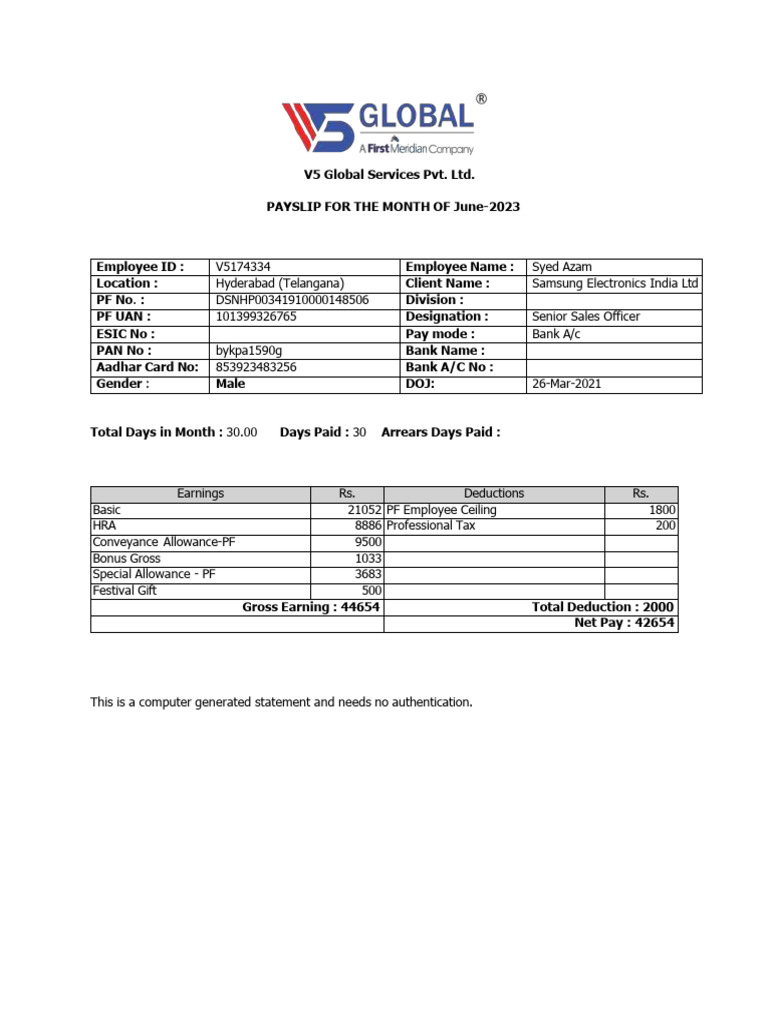 v5 Payslip 3 | PDF