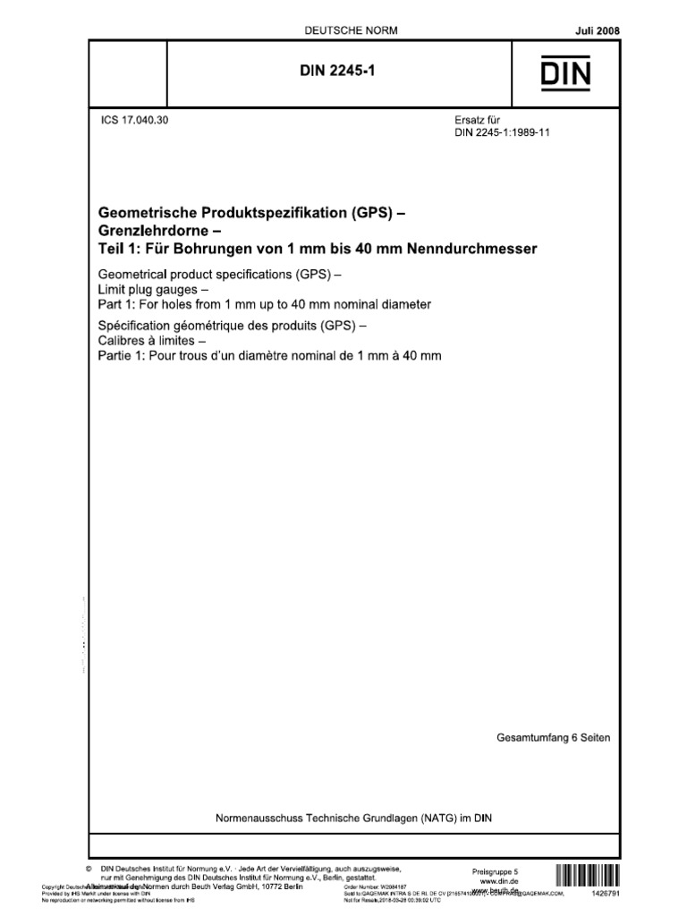 Din 2245-1 - 2008 | PDF