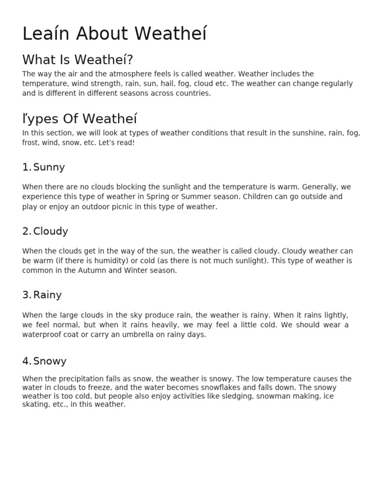 Understanding Weather Types for Kids | PDF | Weather | Rain