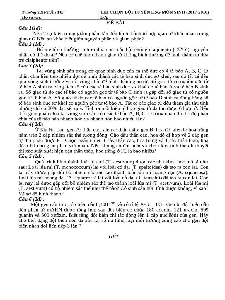 Thi Chon HSG 2017 - 2018 | PDF