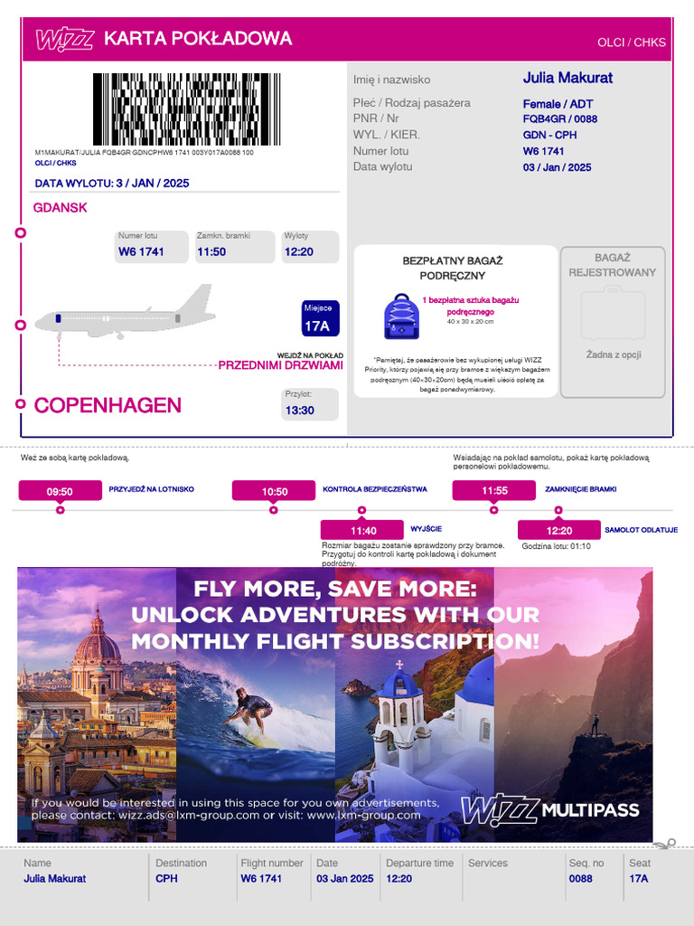 BoardingCard 391519208 GDN CPH | PDF