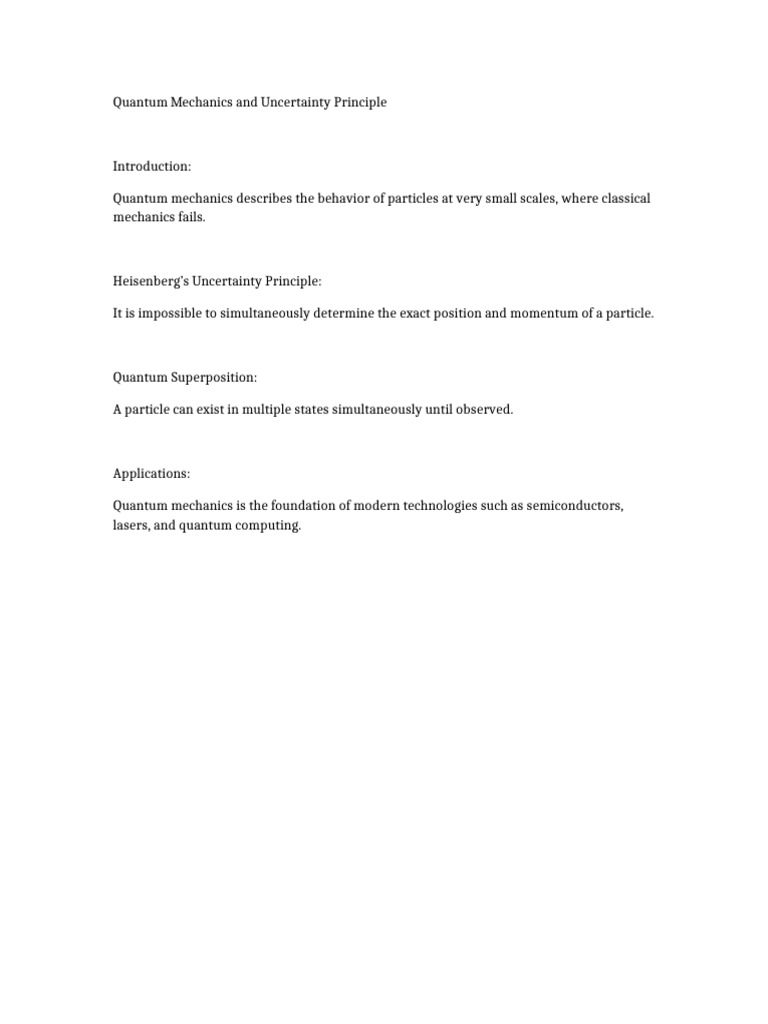 Quantum Mechanics Uncertainty Principle | PDF