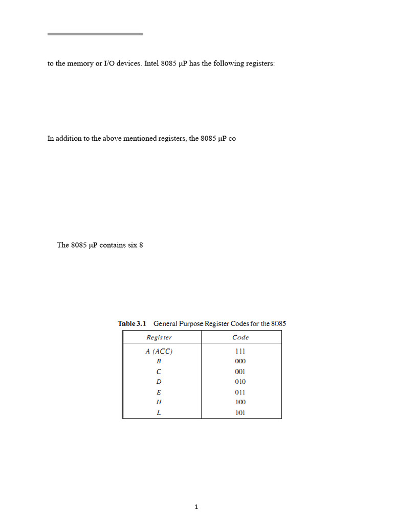8085 Microprocessor Registers | PDF | Central Processing Unit | Pointer (Computer Programming)