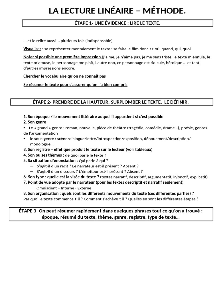 Méthodologie de la lecture linéaire | PDF | Phrase