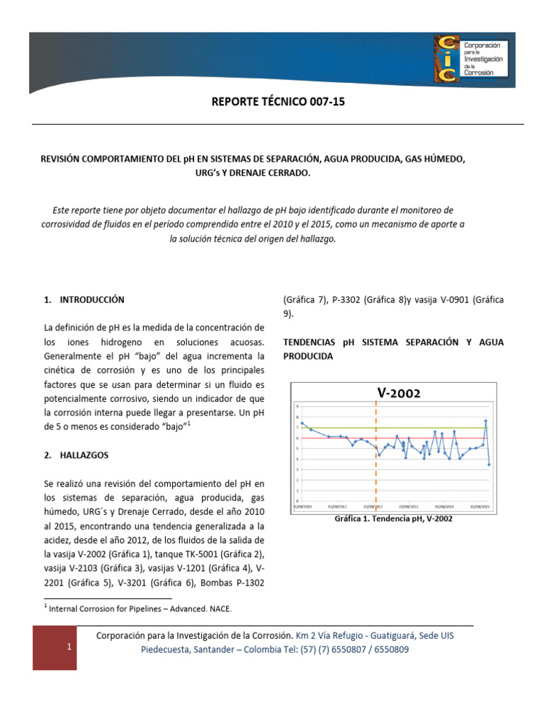 REPORTE PH Bajo Sist Agua Prod - V02 | PDF | Ph | Corrosión