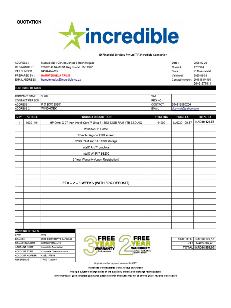 Quotation 2 - Incredible Connection | PDF