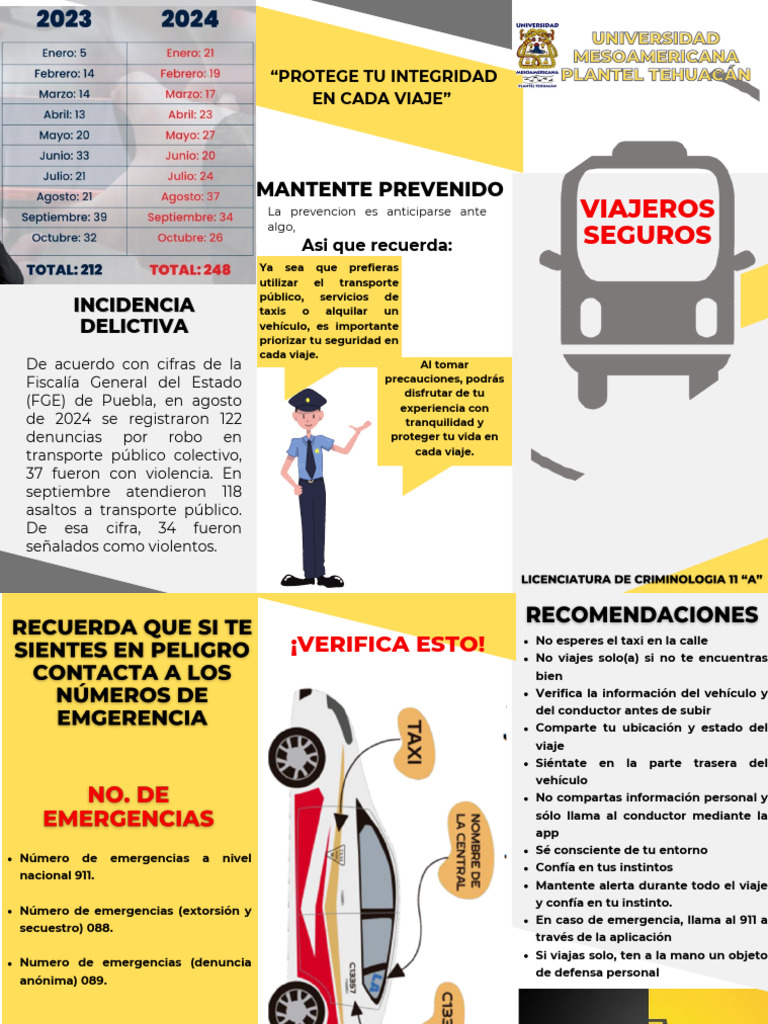 Triptico: Viajero Seguro | PDF | Crímenes | Crimen y violencia