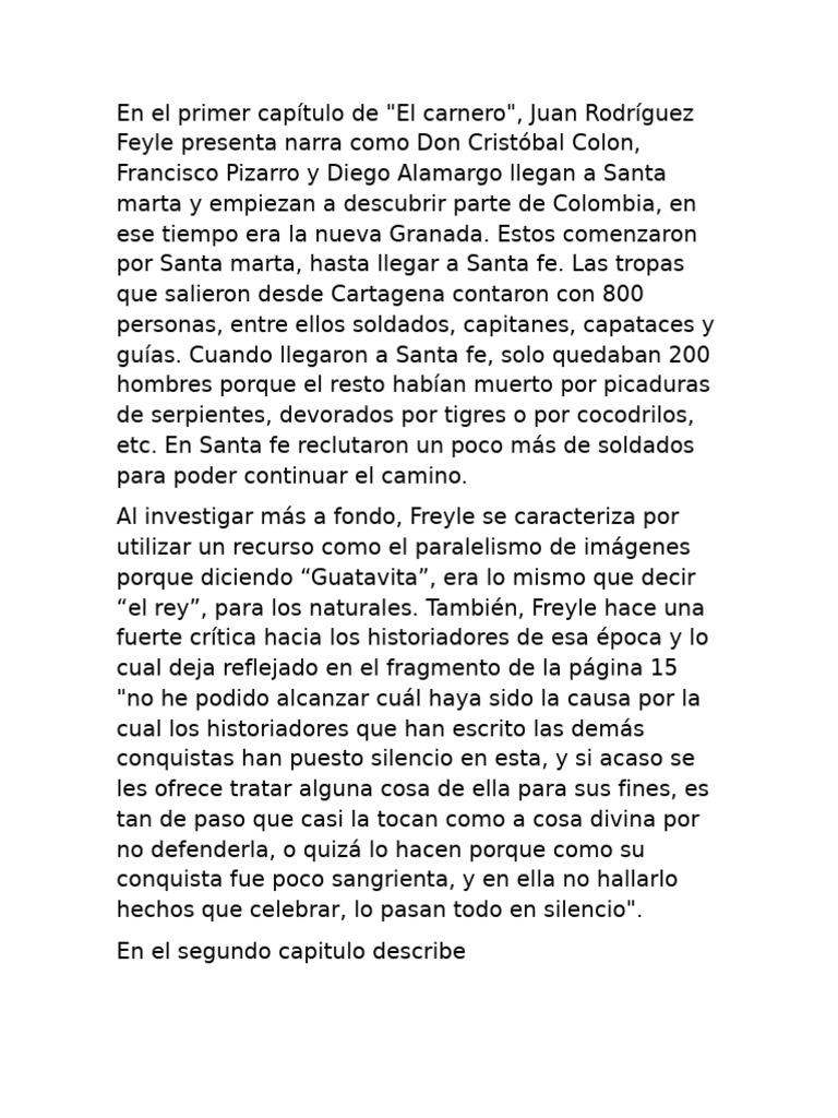 Exploración de Colombia en "El carnero" | PDF