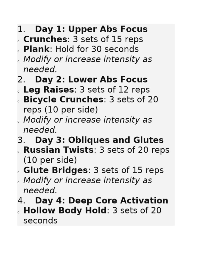 7 Day Work Out | PDF