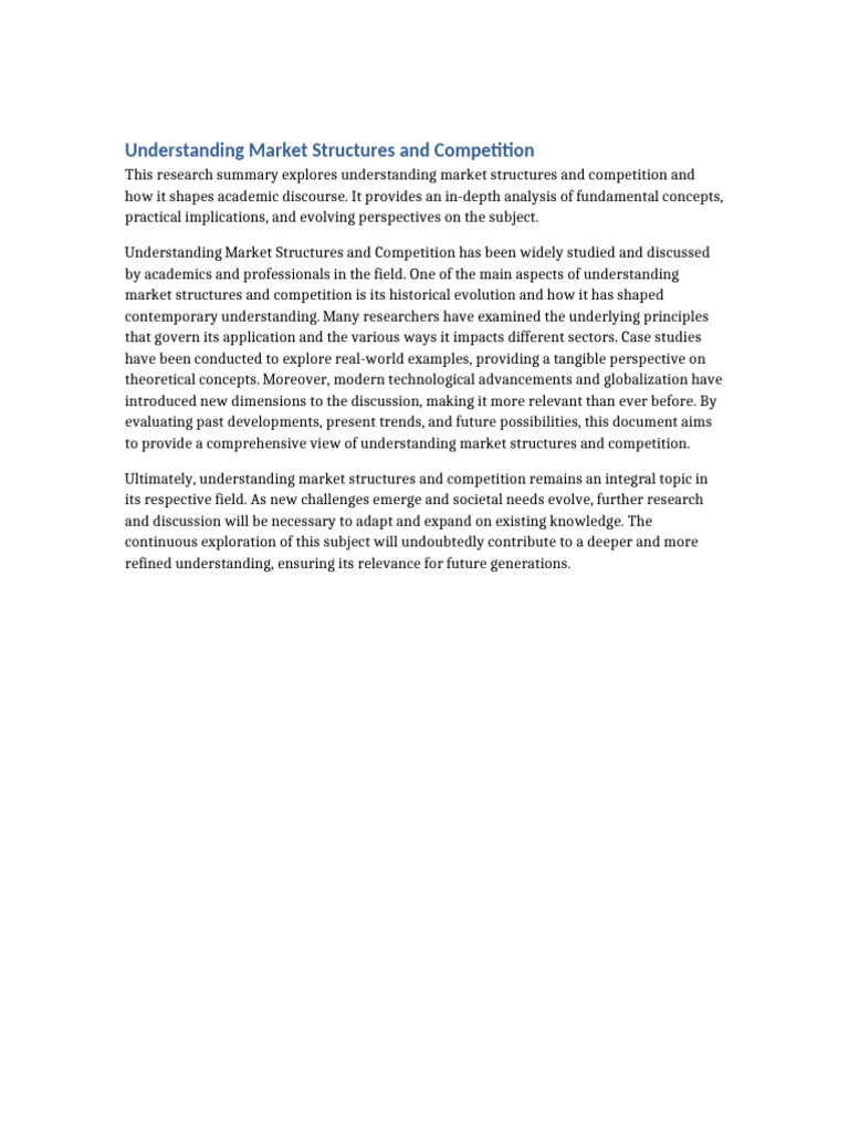 Market Structures and Competition Insights | PDF