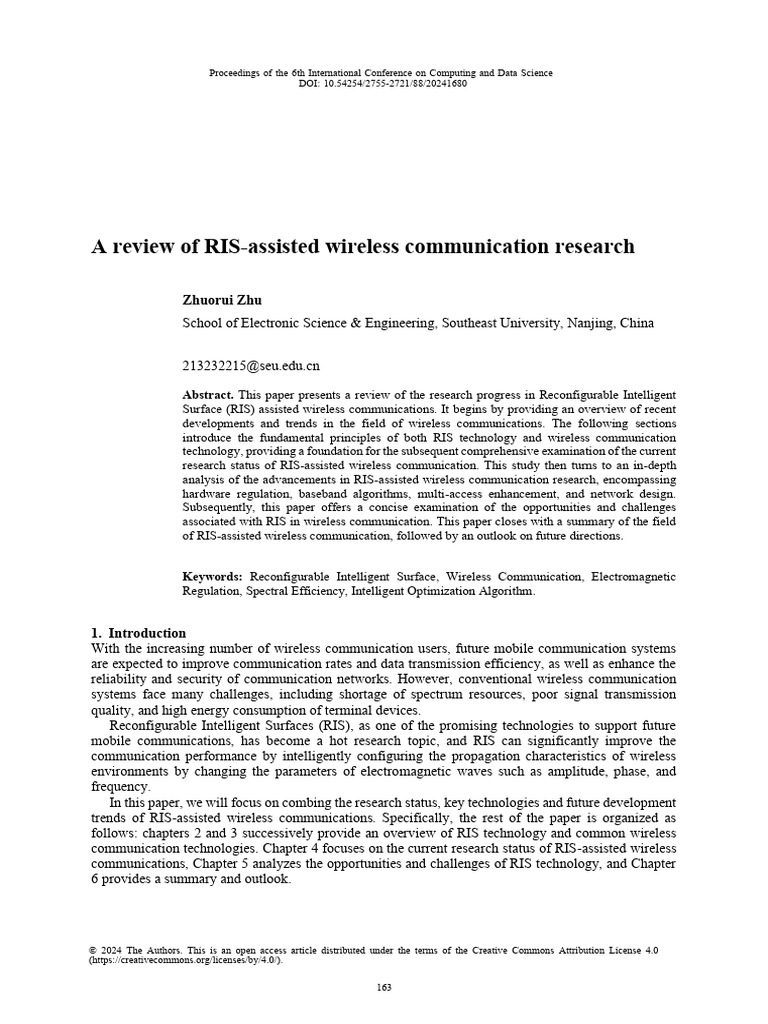 A Review of RIS-assisted Wireless Communication Re | PDF | Radio ...