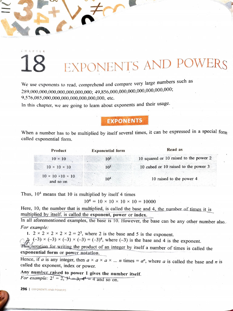 Exponents and Power Class 8 | PDF | Exponentiation | Ring Theory