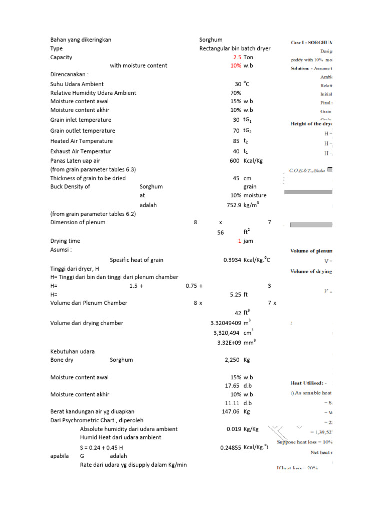 Design and Calculation Dryer - Compress | PDF