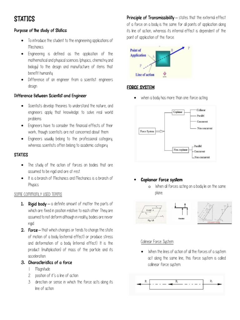 Ce231 - Statics (Notes) | PDF | Cartesian Coordinate System | Force