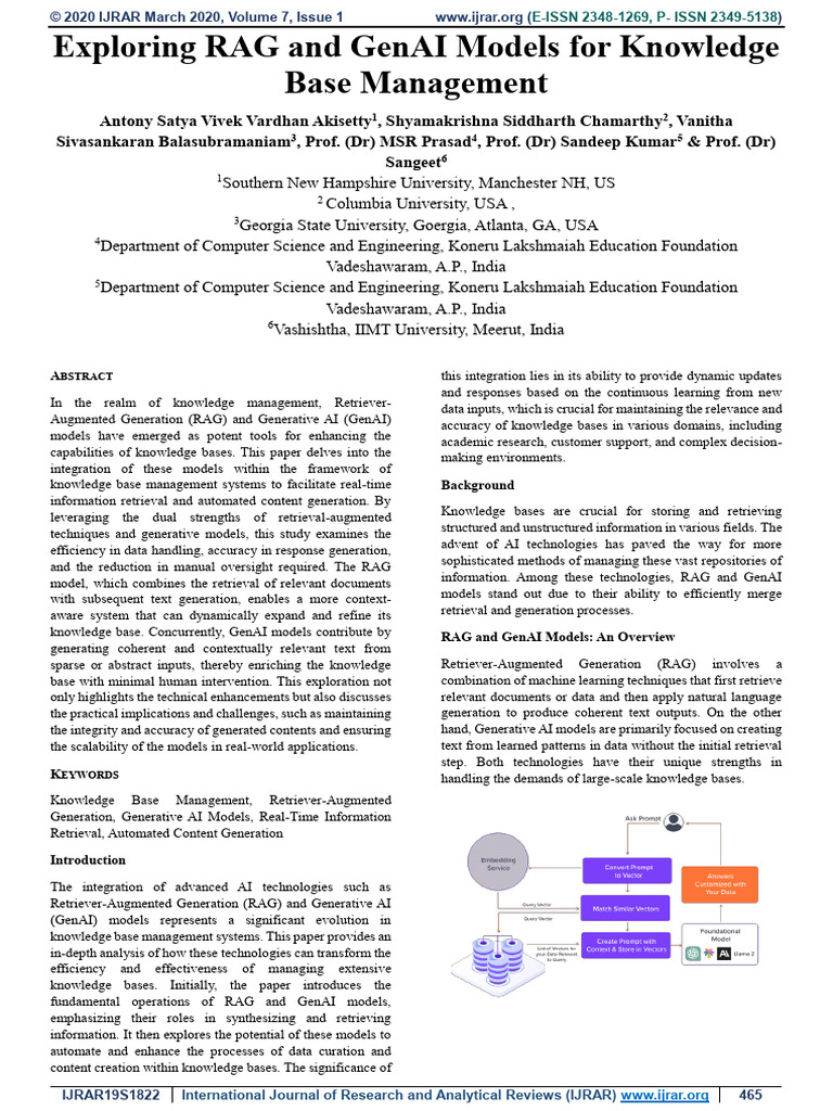 Exploring RAG and Gen AI for knowledge base management | PDF | Data Analysis | Artificial ...