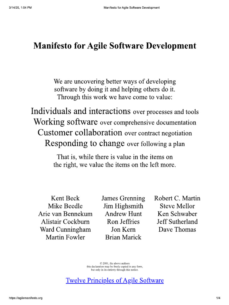 Agile Manifest | PDF
