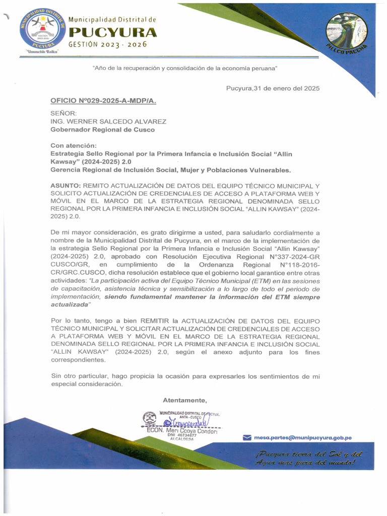 Oficio 029-2025-A.-Mdp-A1 | PDF