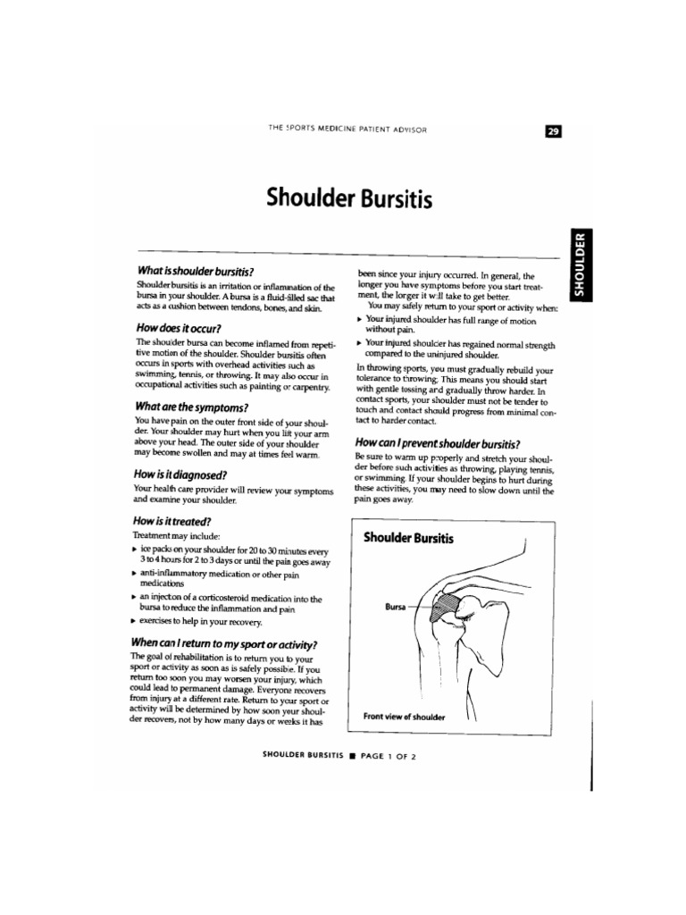 HEP. Shoulder Bursitis | PDF