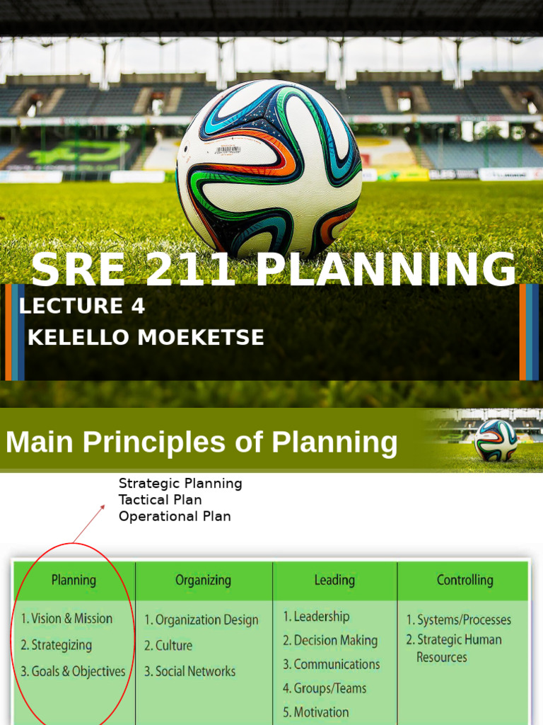 Sre 211 - Lecture 4 - Planning 2 | PDF | Forecasting | Goal