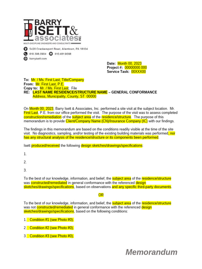 template-memo-general-conformance | PDF | Memorandum